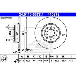 ATE Bremsensatz-Vorn und hinten SG00000DMK Bremsensatz, Scheibenbremse vorne rechts links bel&uuml;ftet 284mm f&uuml;r FIAT VAUXHALL OPEL 71711447 60699518 8245