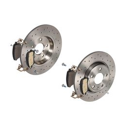 Brembo Bremsensatz-Hinterachse XTRA LINE / STANDARD SK8K0F8QI9 Bremsensatz, Scheibenbremse hinten rechts links Gelocht 300mm f&uuml;r SKODA VW SEAT (FAW) A