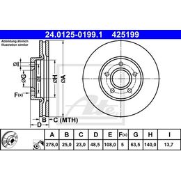 ATE Bremsensatz-Vorderachse Standard Disc / Ceramic IJZJSGI5X2 Bremsensatz, Scheibenbremse vorne rechts links bel&uuml;ftet 278mm f&uuml;r MAZDA FORD VOLVO 3074