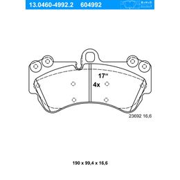 ATE Bremsbelagsatz, Scheibenbremse 13.0460-4992.2 vorne rechts links f&uuml;r MERCEDES-BENZ PORSCHE VAG 95535193901 95535193902 95535193900