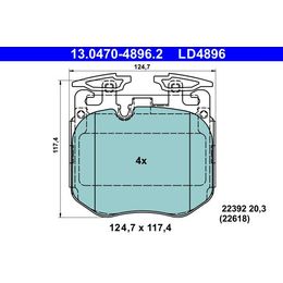 ATE Bremsbelagsatz, Scheibenbremse 13047048962 f&uuml;r BMW