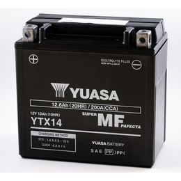 Yuasa Starterbatterie YTX14 12V 13Ah 200A f&uuml;r SUZUKI BMW HARLEY-DAVIDSON TRIUMPH 61218394179 T2500182 65948-00B