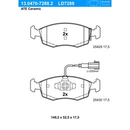 ATE Bremsbelagsatz, Scheibenbremse Ceramic 13.0470-7288.2 vorne rechts links f&uuml;r FIAT 77366537 77365811 77366538