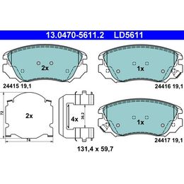 ATE Bremsbelagsatz, Scheibenbremse Ceramic 13.0470-5611.2 vorne rechts links mit Zubeh&ouml;r f&uuml;r VAUXHALL SAAB OPEL CHEVROLET 22959105 1605236 1605624