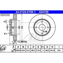 ATE Bremsensatz-Vorderachse SG000008EX Bremsensatz, Scheibenbremse vorne rechts links bel&uuml;ftet 256mm f&uuml;r DAEWOO CHEVROLET 96405129 96391891 96328338