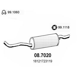 Asso Endschalld&auml;mpfer 08.7020 f&uuml;r BMW 18101705762 18121723119 18101705764