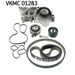 SKF Wasserpumpe + Zahnriemensatz VKMC 01283 mit Dichtungen wei&szlig; f&uuml;r SKODA VW (SVW) SEAT (FAW) AUDI N10690201 04E109119 04E109119C