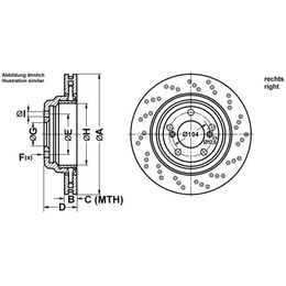 ATE Bremsscheibe 24012002222 Gelocht/innenbel. 328mm 20mm f&uuml;r BMW