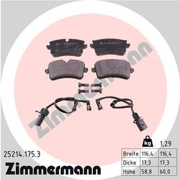 Zimmermann Bremsbelagsatz, Scheibenbremse 25214.175.3 hinten rechts links Foto entspricht Lieferumfang f&uuml;r VAG 4H0698451A 4H0698451D 4H0698451C