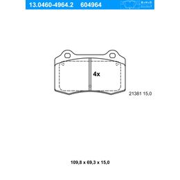ATE Bremsbelagsatz, Scheibenbremse 13.0460-4964.2 vorne rechts links f&uuml;r PEUGEOT SEAT JEEP CITRO&Euml;N JAGUAR VOLVO 68144432AA 6KL698151 068144432AA
