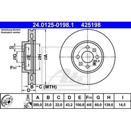 ATE Bremsensatz-Vorn und hinten SG00000DL5 Bremsensatz, Scheibenbremse vorne rechts links bel&uuml;ftet 280mm f&uuml;r KIA VAUXHALL OPEL CHEVROLET 569111 919658