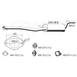 Ernst Mittelschalld&auml;mpfer 313148 f&uuml;r FORD VOLVO