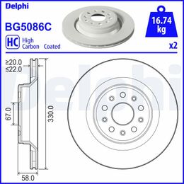 DELPHI Bremsscheibe BG5086C hinten rechts links bel&uuml;ftet 330mm f&uuml;r MASERATI 670031771