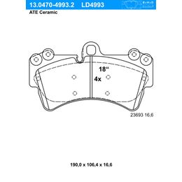 ATE Bremsbelagsatz, Scheibenbremse 13047049932 f&uuml;r PORSCHE VAG