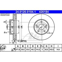 ATE Bremsensatz-Vorn und hinten SG00000DA9 Bremsensatz, Scheibenbremse vorne rechts links bel&uuml;ftet 277mm f&uuml;r TOYOTA 04466-02190 04466-02180 04466-0229