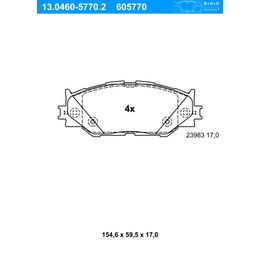 ATE Bremsbelagsatz, Scheibenbremse 13.0460-5770.2 vorne rechts links f&uuml;r LEXUS 04465-53040 04465-53020
