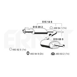 Ernst Endschalld&auml;mpfer Set 515146 f&uuml;r PEUGEOT FIAT CITRO&Euml;N 1730H1 1730G5 1355371080