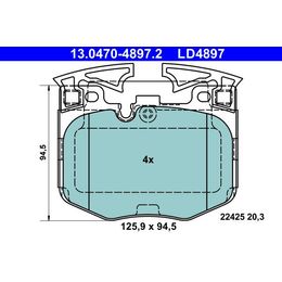 ATE Bremsbelagsatz, Scheibenbremse Ceramic 13.0470-4897.2 vorne rechts links f&uuml;r TOYOTA BMW 34116889570 34116880734 04465-WAA01