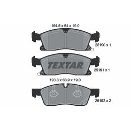 TEXTAR Bremsbelagsatz, Scheibenbremse 2519002 vorne rechts links f&uuml;r JEEP DODGE KV1012369AA 2AMV3369AA 2AMV3369AC