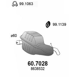 Asso Endschalld&auml;mpfer 60.7028 f&uuml;r DAF VOLVO 9485038 8638532 30672327