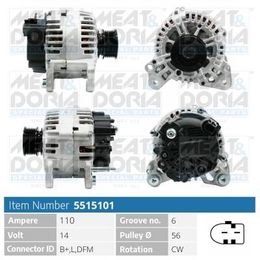 MEAT & DORIA MEAT & DORIA Generator 5515101 14V 110A f&uuml;r SKODA VW SEAT AUDI VAG 06F903023GX 06F903023B 06F903023BX