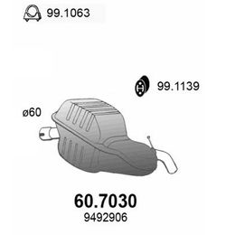 Asso Endschalld&auml;mpfer 60.7030 f&uuml;r DAF VOLVO 9492906 8683430 8634167