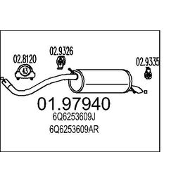MTS MARKENTECHNIKSERVICEGMBH & CO. KG MTS Endschalld&auml;mpfer 01.97940 f&uuml;r SKODA VW SEAT 6Y6253609J 6Q6253609J 6Y6253609D