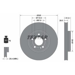 TEXTAR Bremsscheibe PRO+ 92323405 vorne rechts links innenbel&uuml;ftet 305mm f&uuml;r MERCEDES-BENZ A2474210412 247421041207 A247421041207