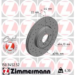Zimmermann Bremsscheibe SPORT COAT Z 150.3452.52 vorne rechts links Gelocht 294mm f&uuml;r BMW 34116768933