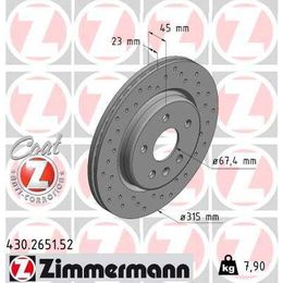 Zimmermann Bremsscheibe 430.2651.52 hinten rechts links Gelocht 315mm f&uuml;r OPEL 13595818