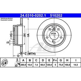 ATE Bremsensatz-Vorn und hinten SG00000DU1 Bremsensatz, Scheibenbremse vorne rechts links bel&uuml;ftet 280mm f&uuml;r SAAB MG BMW ROVER 34211162446 34112157570