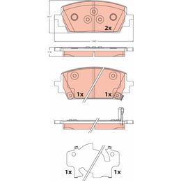 TRW Bremsbelagsatz, Scheibenbremse GDB2463 vorne rechts links mit Zubeh&ouml;r f&uuml;r HYUNDAI KIA 58101-P2A80 58101-P2A70