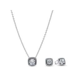 Pandora Schmuckset f&uuml;r Damen Funkelndes Quadrat Heiligenschein Wei&szlig; | Gr.: onesize