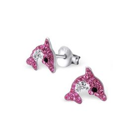schmuck23 Ohrringe 925 Silber Delfin in Pink | Gr.: onesize