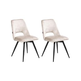 Beliani 2er-Set Esszimmerstuhl HALLETT in Beige/Schwarz | Gr.: onesize