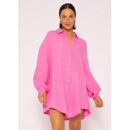 SASSYCLASSY Ultra Oversize Musselin-Blusenhemd lange Variante in Pink | Gr.: onesize