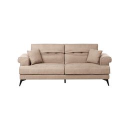 Beliani 3-Sitzer Sofa SKIVE in Braun/Schwarz - (W) 214 x (H) 88 x (L) 85 cm | Gr.: onesize
