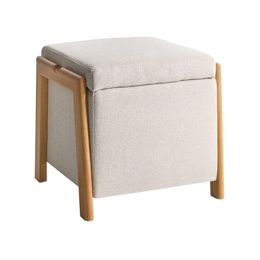 Beliani Pouf EDLAND in Beige/Braun - (W) 45 x (H) 44 x (L) 43 cm | Gr.: onesize