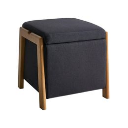Beliani Pouf EDLAND in Schwarz/Braun - (W) 45 x (H) 44 x (L) 43 cm | Gr.: onesize