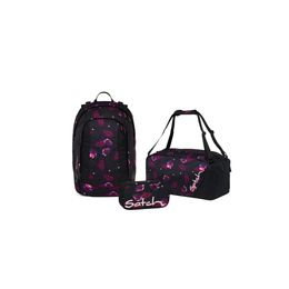 Satch Schulrucksack-Set AIR Mystic Nights 3-teilig in Schwarz/Rosa | Gr.: onesize