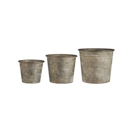 IB Laursen Metall T&ouml;pfe 3er Set Urban Garden in grau | Gr.: onesize
