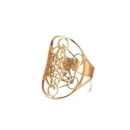 Saraswati Design Nonbook - Ring "Metatron" Edelstahl vergoldet offen verstellbar | Gr.: onesize