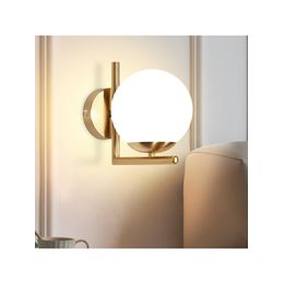 ZMH Wandleuchte in gold 1-flammige E27 Vintage mit Glasschirm Ganglampe | Gr.: onesize