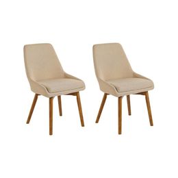 Beliani 2er-Set Esszimmerstuhl MELFORT in Beige/Braun | Gr.: onesize