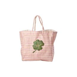 Rice Raffia Shopping Tasche Karriert in rosa | Gr.: onesize