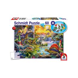 Schmidt Spiele Dinosaurier. Puzzle 60 Teile, mit Add-on (Dinosaurier-Figuren-Set) |... | Gr.: onesize