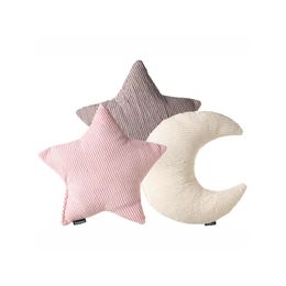 Beliani 3er-Set Dekokissen LUNA in Bunt/Wei&szlig;/Rosa | Gr.: onesize