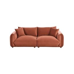 Beliani 3-Sitzer Sofa LUVOS in Braun - (W) 220 x (H) 75 x (L) 104 cm | Gr.: onesize