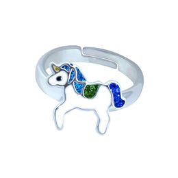 schmuck23 Ring 925 Silber Einhorn in Dunkelblau | Gr.: onesize