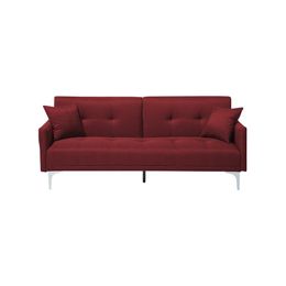 Beliani 3-Sitzer Sofa LUCAN in Rot/Silber - (W) 190 x (H) 75 x (L) 90 cm | Gr.: onesize